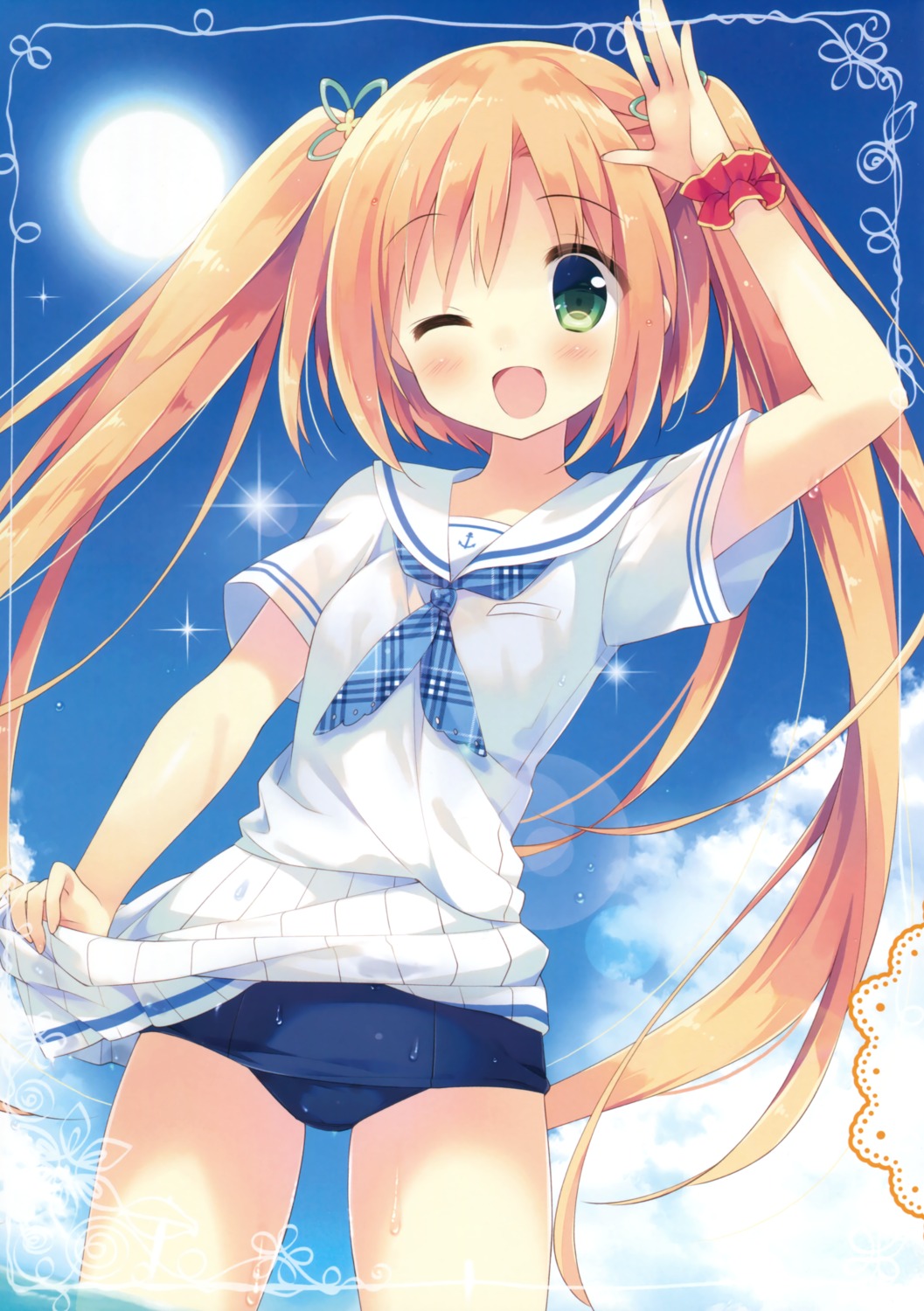 chilly polka suimya school swimsuit see through seifuku skirt lift swimsuits wet wet clothes ...